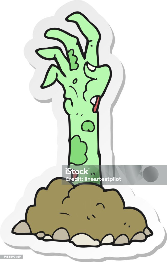 Stiker Tangan Zombie Kartun Yang Bangkit Dari Tanah Ilustrasi Stok Unduh Gambar Sekarang Istock