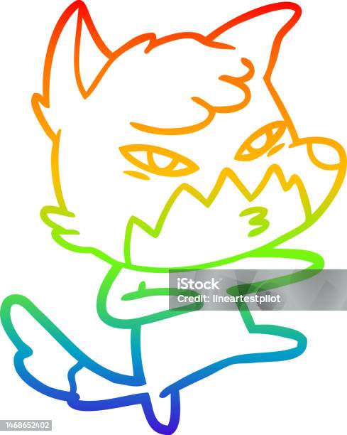Dessin Au Trait Dégradé Arcenciel Dun Renard De Dessin Animé