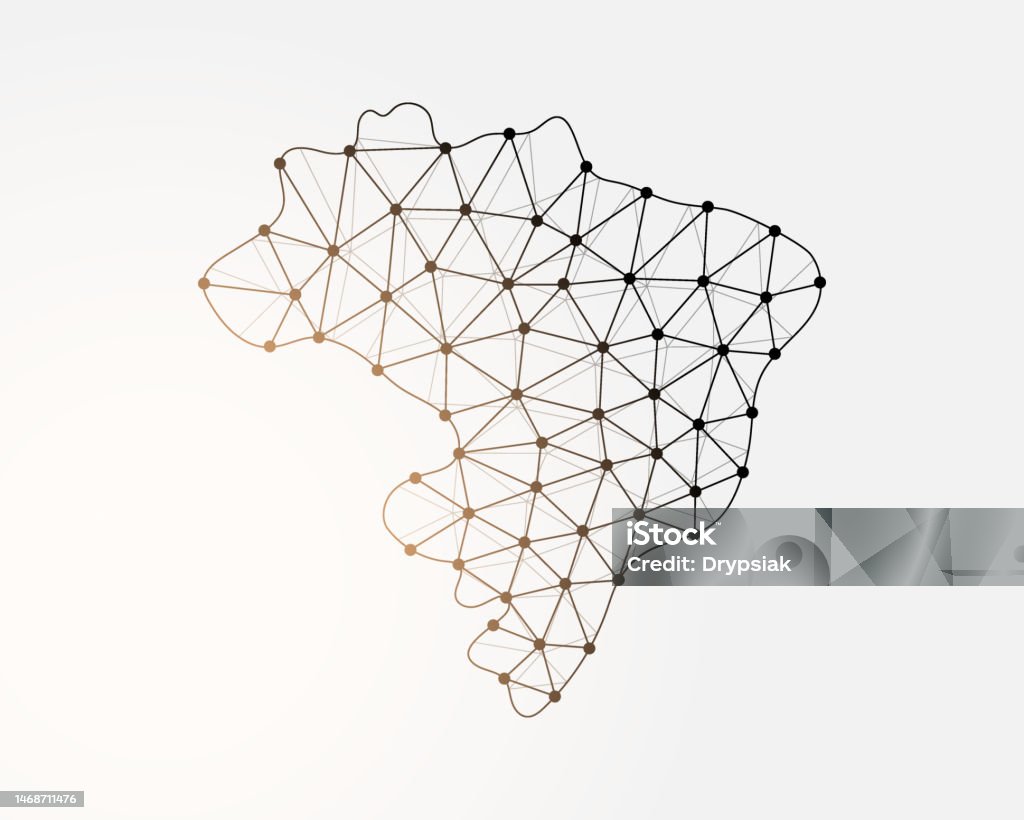 Brazil Low Poly Symbol With Connected Dots Brazil Map Design Vector