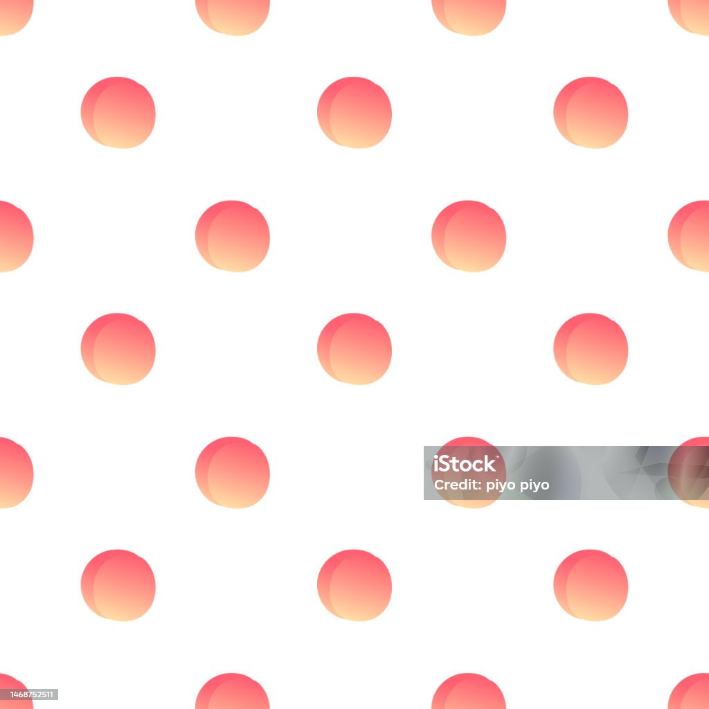 Seamless Pattern Of Peach Fruit Polka Dots Stock Illustration
