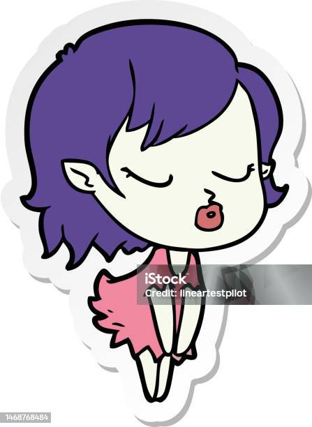 Autocollant Dune Jolie Fille Vampire De Dessin Animé Vecteurs Libres De