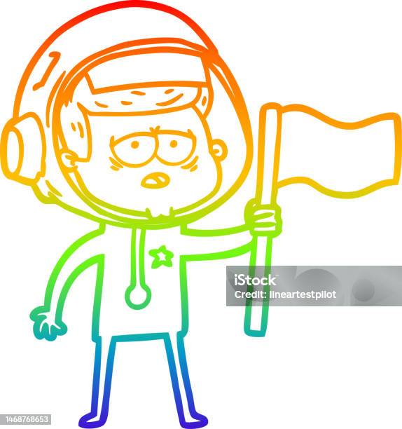 Dessin Au Trait Dégradé Arcenciel Dun Astronaute Fatigué De Dessins