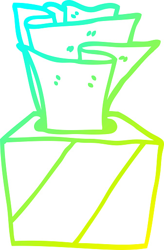 Dessin Au Trait Dégradé Froid Dune Boîte De Dessins Animés De Mouchoirs