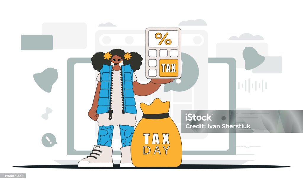 Eine Elegante Frau Hält Einen Taschenrechner In Der Hand Illustration ... Eine Elegante Frau Hält Einen Taschenrechner In Der Hand Illustration ...