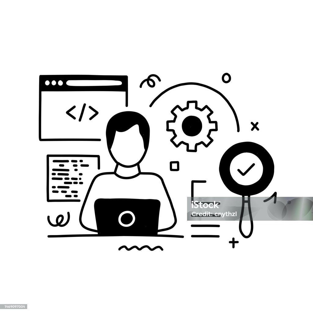 Code Developer Related Conceptual Vector Illustration Internet Coding Html Css Stock
