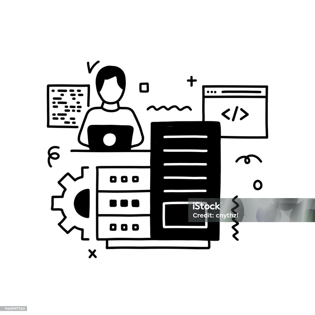 Big Data Developer Related Conceptual Vector Illustration Development
