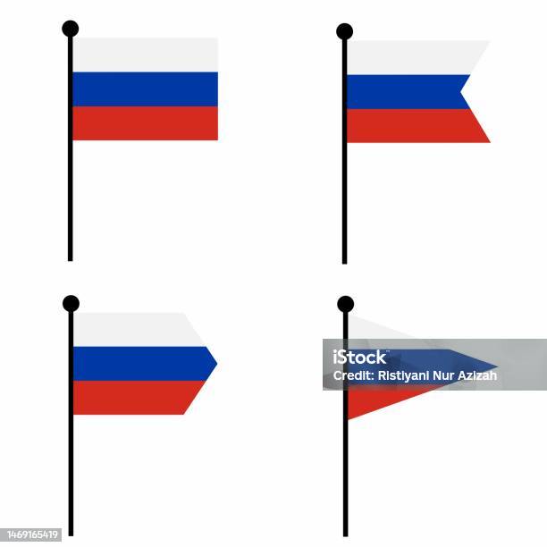 Russia Waving Flag Icon Set In 4 Shape Versions Stock Illustration