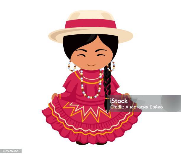 Ilustración De Mujer Con Traje Nacional De Honduras Personaje De Dibujos Animados De Niña