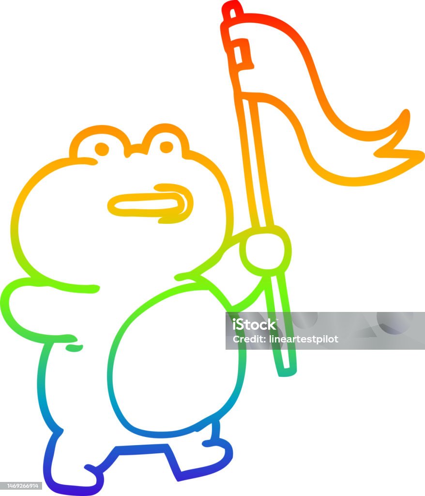 Dessin Au Trait Dégradé Arcenciel Dune Grenouille De Dessin Animé Drôle