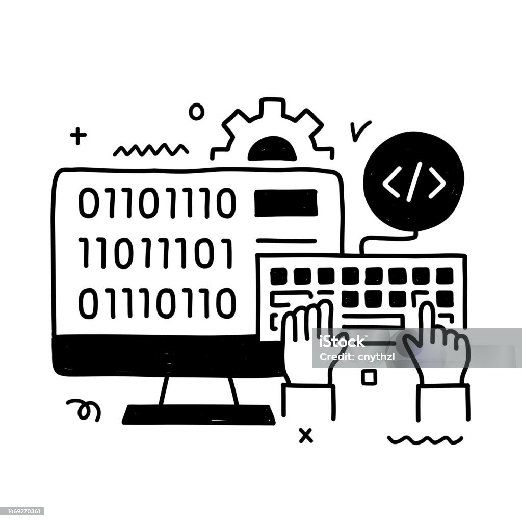 Programming Related Vector Conceptual Illustration Developer Computer Language Coding Stock