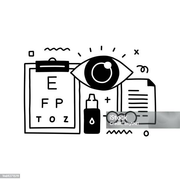 Ilustración De Diseño Relacionado Con Oftalmología Con Iconos De Línea