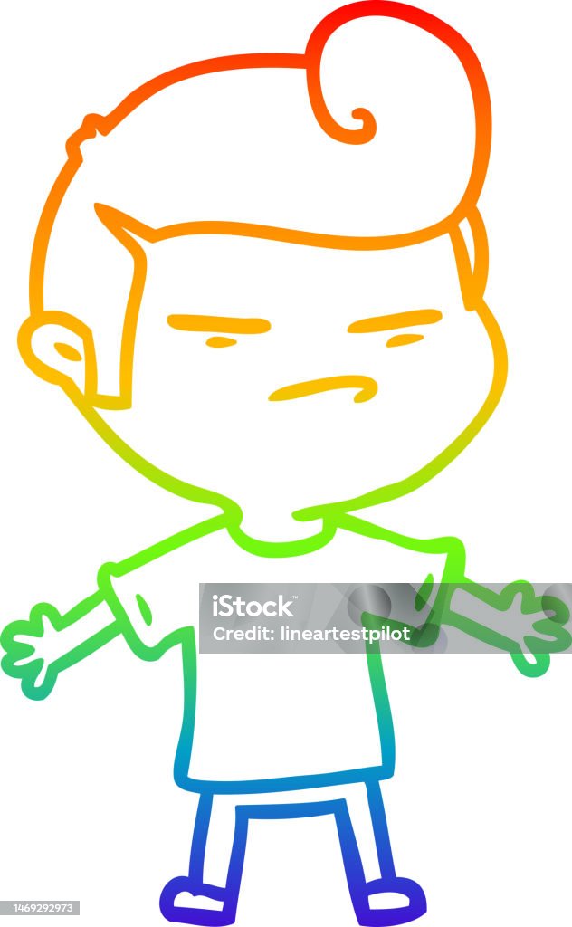 Dessin Au Trait Dégradé Arcenciel Dun Gars Cool De Dessin Animé Avec