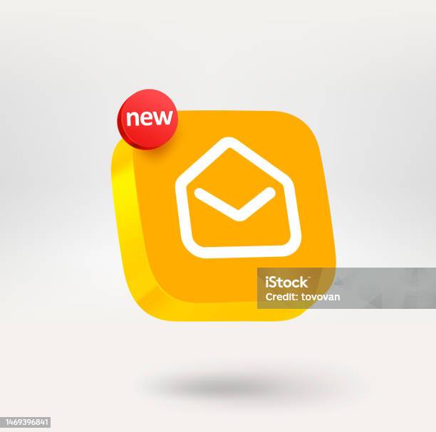 Message Button With New Label Mobile Application Icon 3d Vector Icon