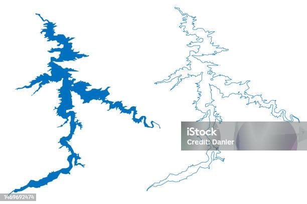 Lake Seminoe Reservoir Carte Illustration Vectorielle Croquis Griffonné