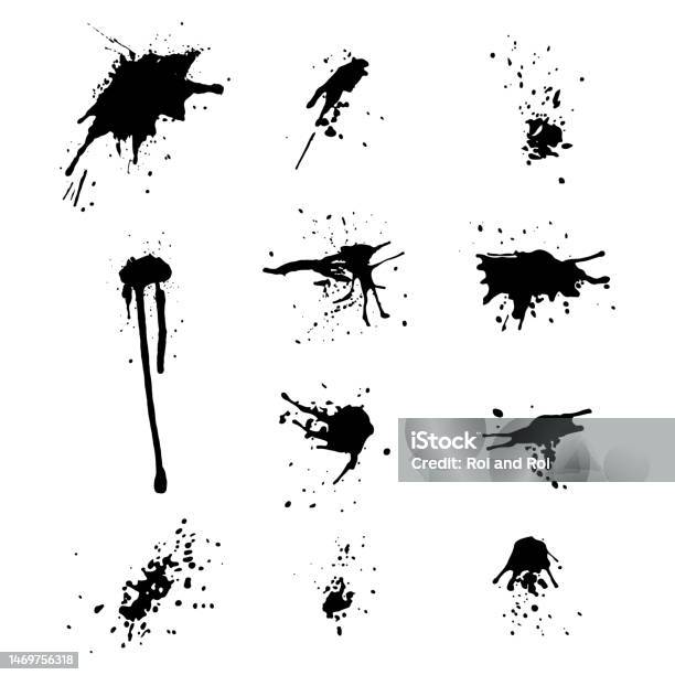 Cat Percikan Kuas Hitam Vektor Diatur Terisolasi Pada Latar Belakang ... Cat Percikan Kuas Hitam Vektor Diatur Terisolasi Pada Latar Belakang ...