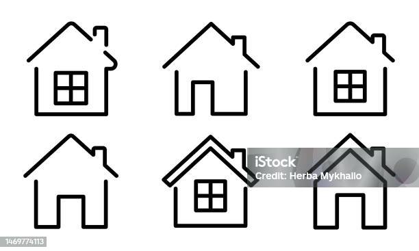 Ensemble De Lignes Daccueil Icônes Vectorielles Symbole De La Maison