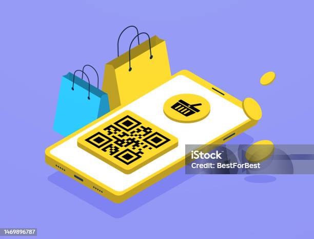 Qr Code Payment Contactless Cashless Transactions Scan Qr Code With Mobile App Mcommerce Flat