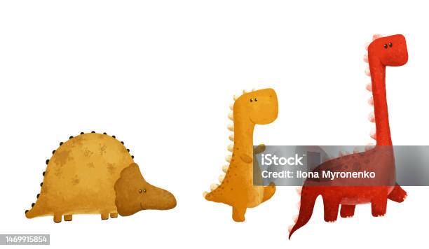 Dino Warna Lucu Lucu Ilustrasi Dinosaurus Desain Dino Seni