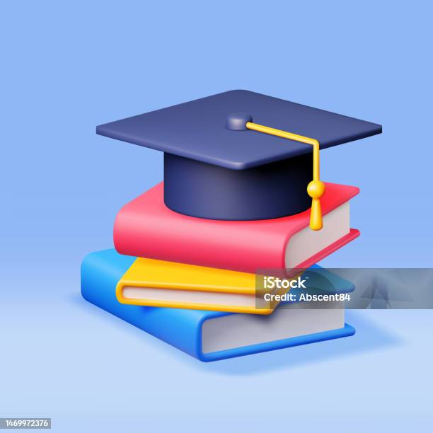 3d Graduation Cap And Stack Of Books Stock Illustration Download