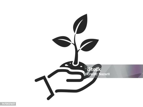 Icône De Germination De Plante Dans La Main Enregistrer Le Symbole De