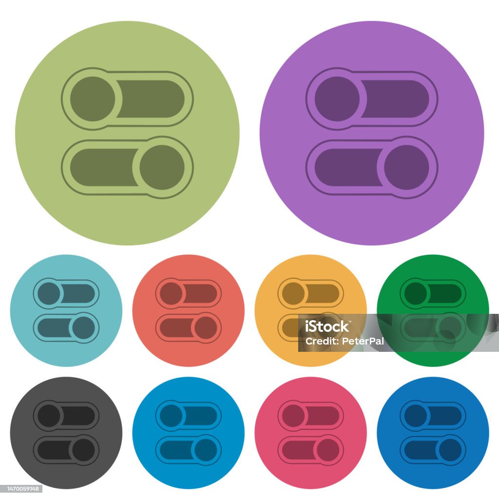 Horizontal Toggle Switches Alternate Color Darker Flat Icons Stock