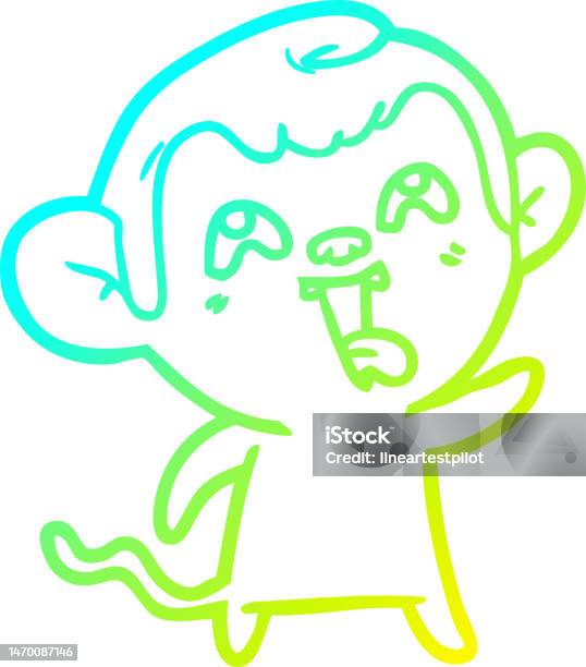 Dessin Au Trait Dégradé Froid Dun Singe De Dessin Animé Fou Vecteurs