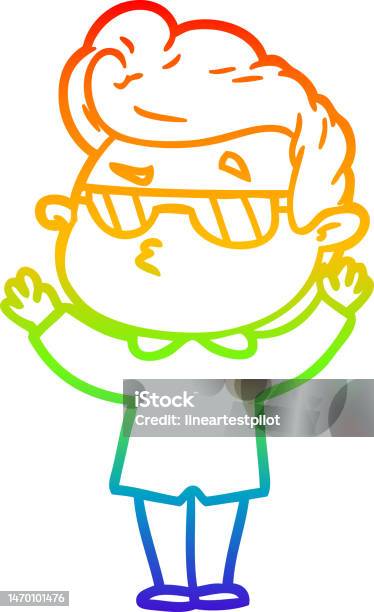 Dessin Au Trait Dégradé Arcenciel Dun Gars Cool De Dessin Animé