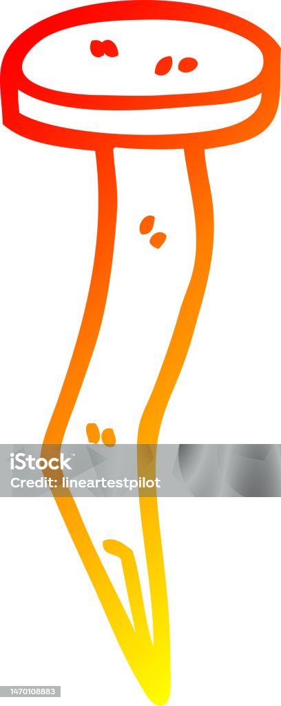 Ilustrații De Stoc Cu Desen Linie Gradient Cald De Un Cui De Fier De Desene Animate Descarca