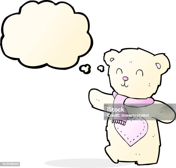 Dessin Blanc Ours En Peluche Avec Coeur Damour Avec Bulle De Pensée