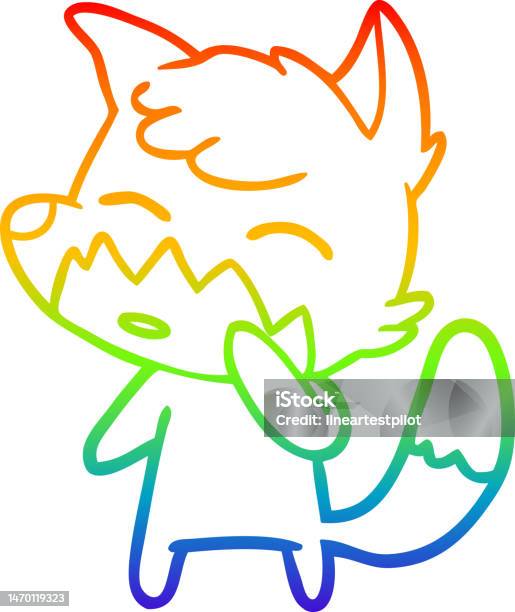 Dessin Au Trait Dégradé Arcenciel Dun Renard De Dessin Animé Vecteurs
