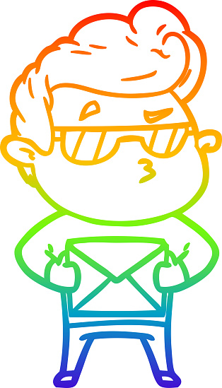 Dessin Au Trait Dégradé Arcenciel Dun Gars Cool De Dessin Animé