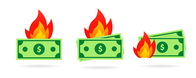 Mettez Linflation Avec Largent Des Billets Dun Dollar En Feu Brûler De