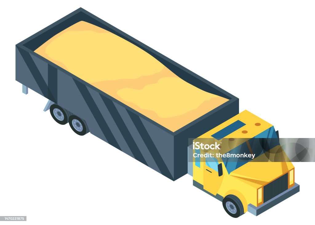 Truk Isometrik Kendaraan Dengan Pertanian Gandum Yang Dikumpulkan ... Truk Isometrik Kendaraan Dengan Pertanian Gandum Yang Dikumpulkan ...