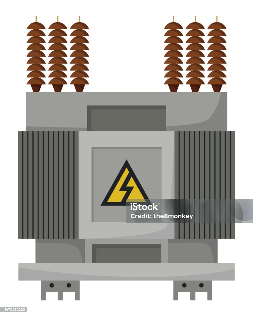 Transformator Dan Isolator Listrik Tegangan Tinggi Gardu Energi Ikon