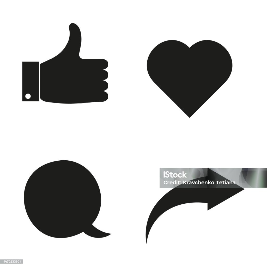 Set With Icons Like Message Heart Social Media Like Icon Concept Vector