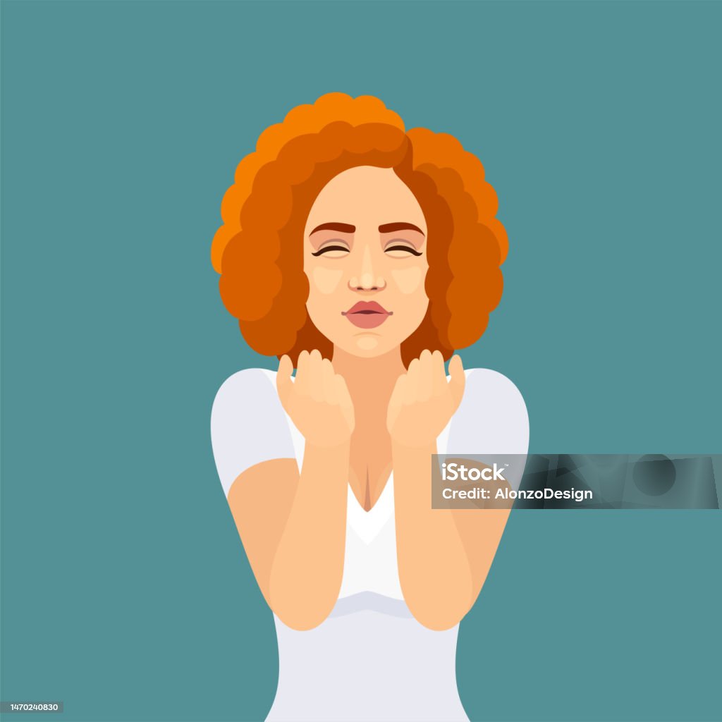 Pretty Redhead Woman Blowing A Kiss Stock Illustration Download Image