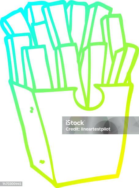 Dessin Au Trait Dégradé Froid Dune Frite De Dessin Animé Vecteurs