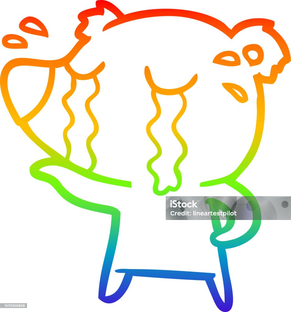 Dessin Au Trait Dégradé Arcenciel Dun Dessin Animé Pleurant Un Ours