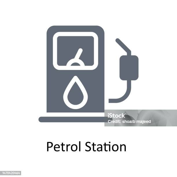 Icônes Solides Vectorielles De Stationservice Stock Simple