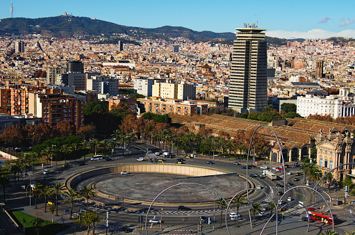 Vista Aérea Del Paisaje De La Plaça De La Carbonera En El Barrio De ... Vista Aérea Del Paisaje De La Plaça De La Carbonera En El Barrio De ...