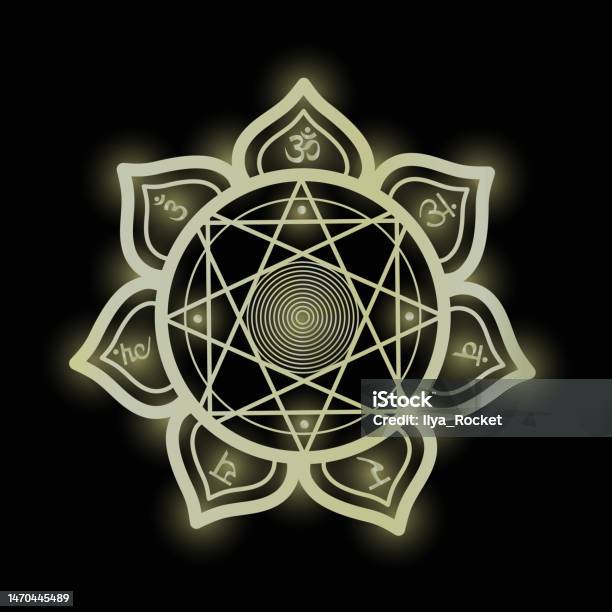 Mandala Chakra Dengan Garis Emas Dan Simbol Sansekerta Bunga Kehidupan ... Mandala Chakra Dengan Garis Emas Dan Simbol Sansekerta Bunga Kehidupan ...