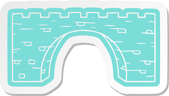 Cartoon Sticker Of A Stone Bridge Stock Illustration Download Image