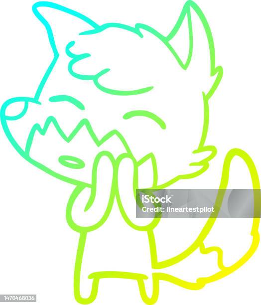 Dessin Au Trait Dégradé Froid Dun Renard De Dessin Animé Vecteurs