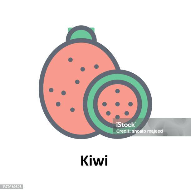 Kiwi Vector Fill Icônes De Contour Stock Simple Dillustration Vecteurs