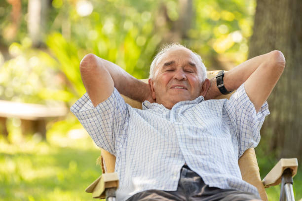 Free Stock Photo of Elderly man resting after outdoor activity ...