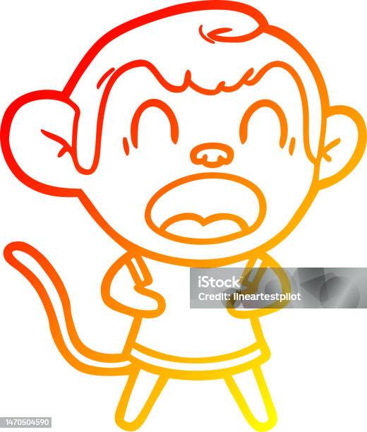 Dessin Au Trait Dégradé Chaud Dun Singe De Dessin Animé Criant Vecteurs