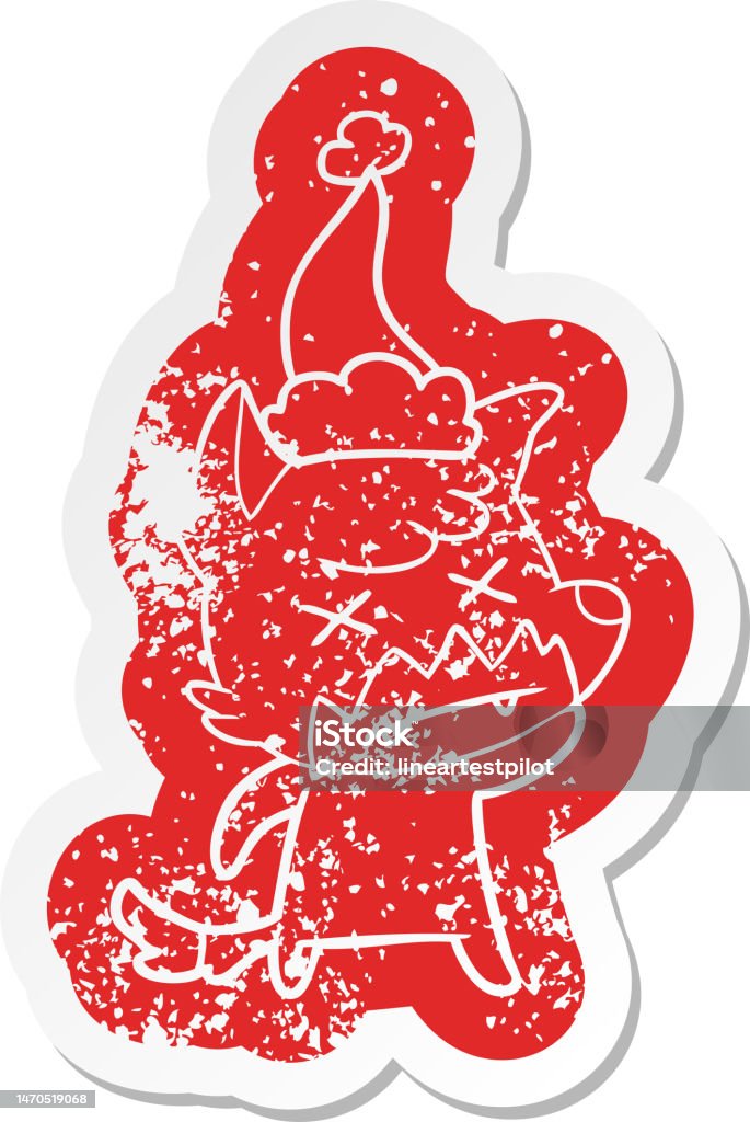 Kartun Unik Stiker Tertekan Rubah Mati Mengenakan Topi Santa Ilustrasi ... Kartun Unik Stiker Tertekan Rubah Mati Mengenakan Topi Santa Ilustrasi ...