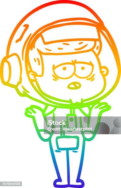 Dessin Au Trait Dégradé Arcenciel Dun Astronaute Fatigué De Dessins