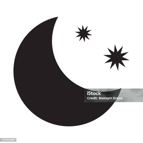 Croissant De Lune Avec Icône Détoiles Sur Fond Blanc Icône De Nuit
