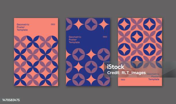 Poster Set Design Template With Abstract Geometric Graphics Opal System
